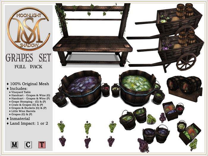 Second Life Marketplace - [MoonSha] Grapes Set - Full Pack (Boxed)